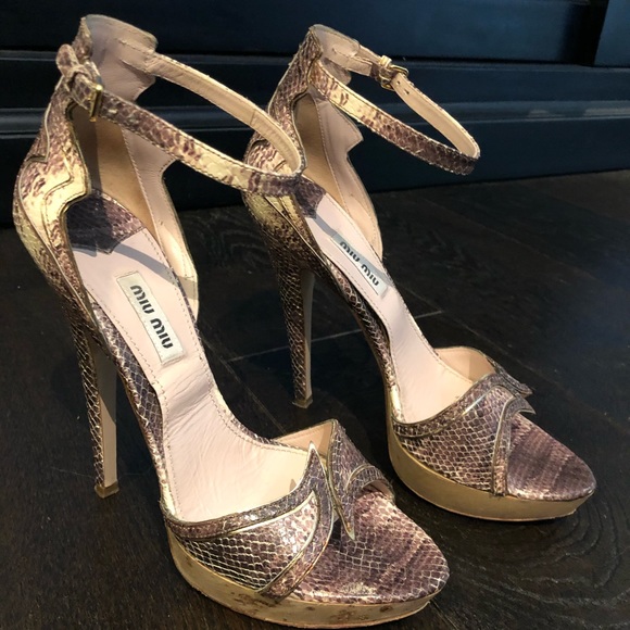 Miu Miu | Shoes | Miu Miu Snake Embossed Leather Platform Heel | Poshmark